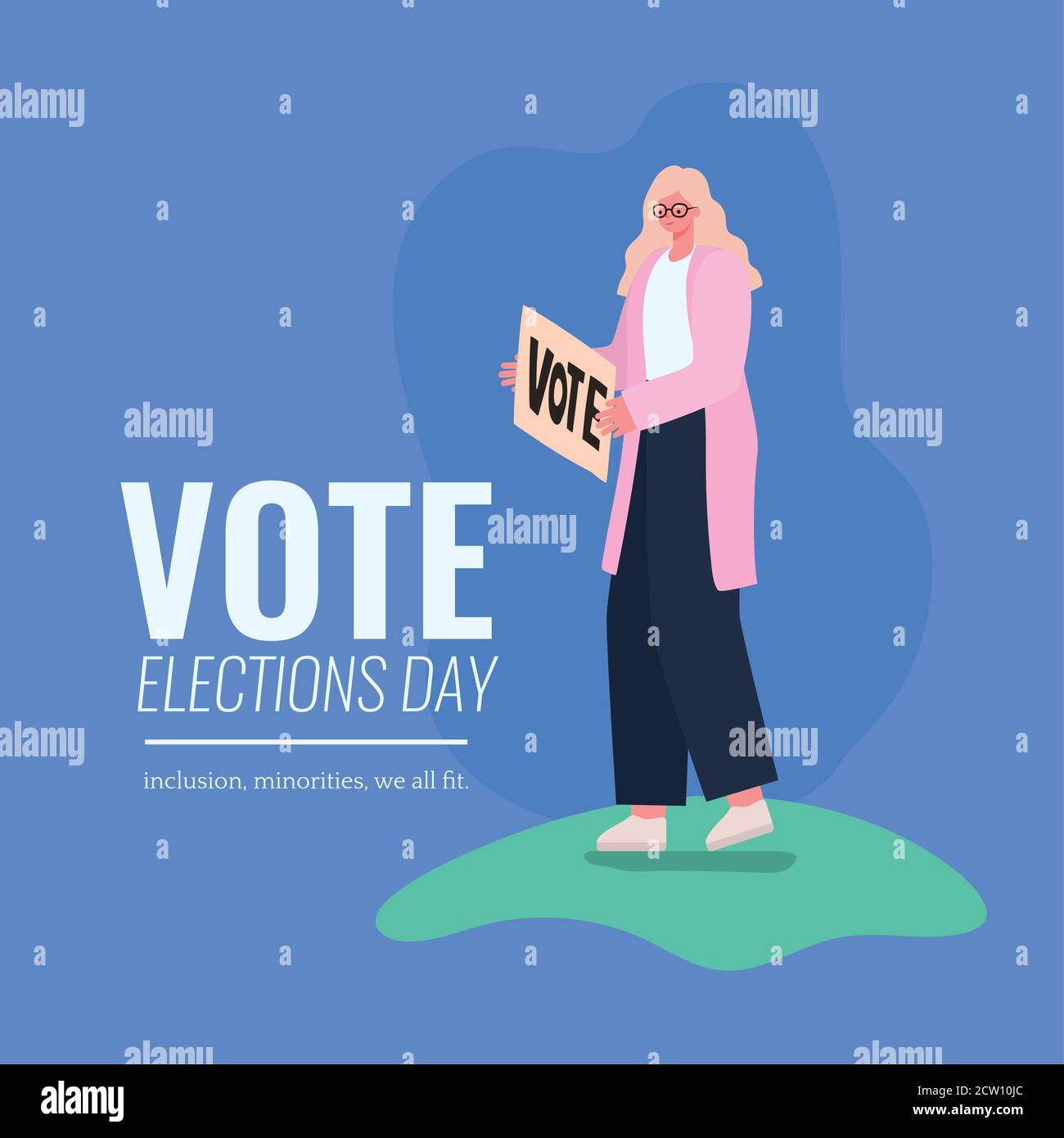 Blond woman cartoon with vote banner vector design Stock Vector Image ...