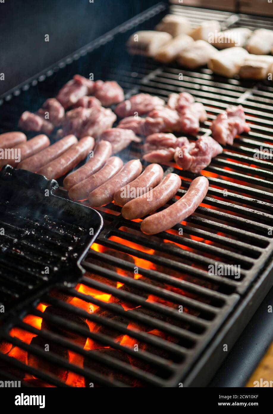 Italian barbecue with different meat parts to cook Stock Photo - Alamy