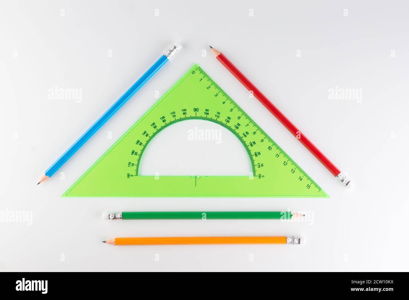triangular ruler for studying at school isolated on a white background ...