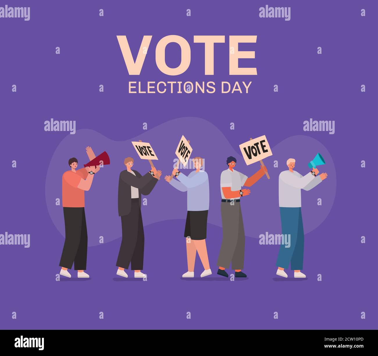 Men cartoons with vote banners and megaphone vector design Stock Vector ...