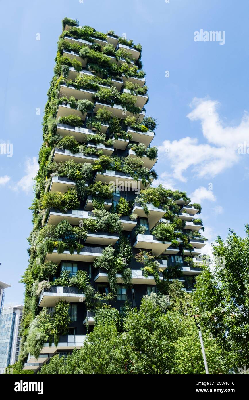 Modern, futuristic buildings named Vertical Wood in Mian Stock Photo ...