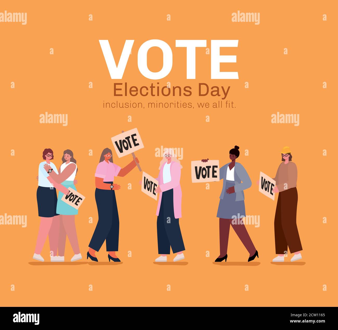 Women cartoons with vote banners vector design Stock Vector Image & Art ...