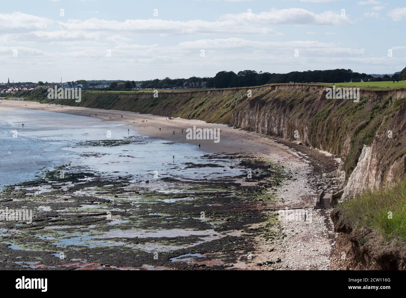 View over Bridlington Bay and North Beach from the cliff top walk near ...