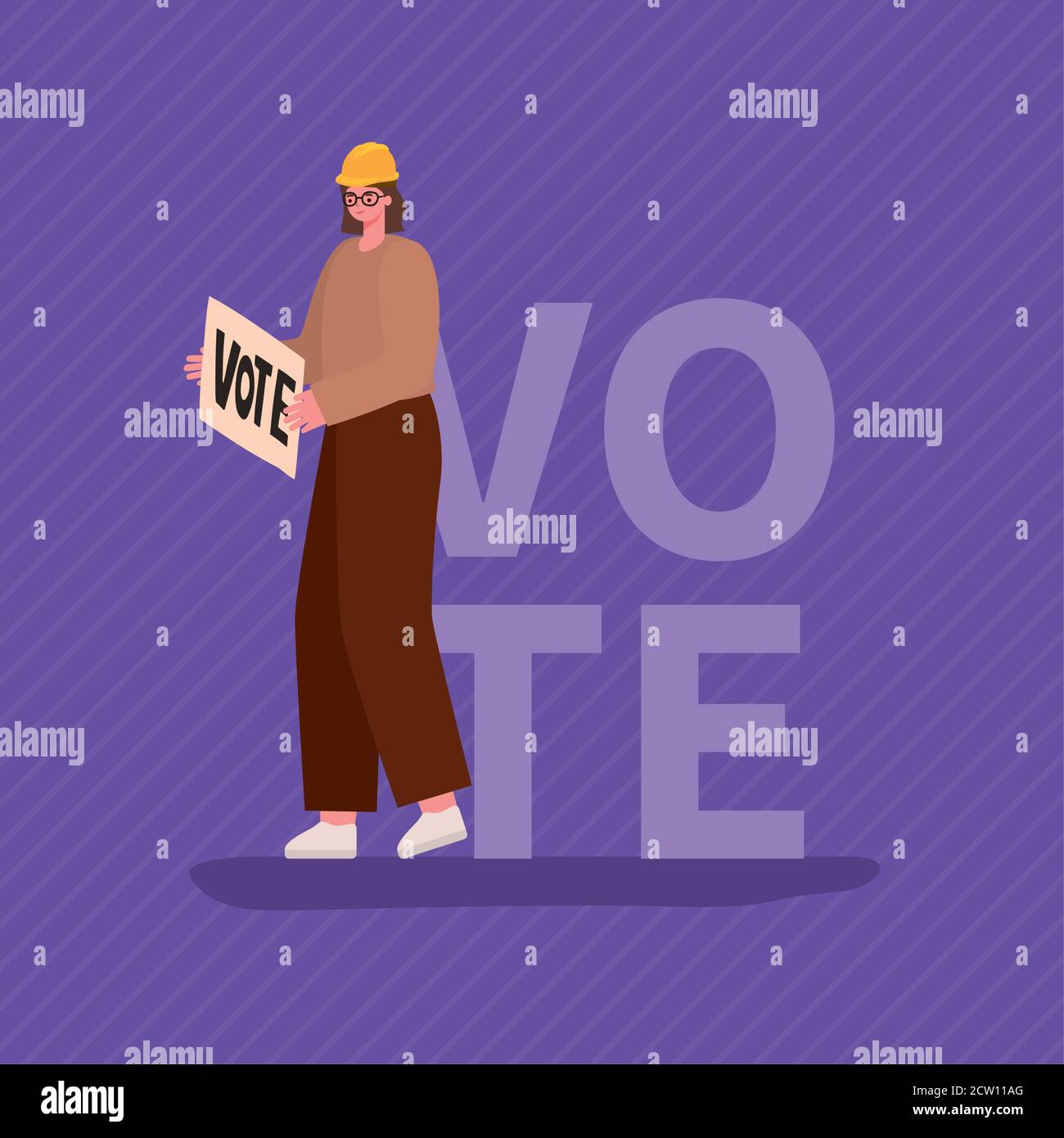 Woman cartoon with vote banner and helmet vector design Stock Vector ...
