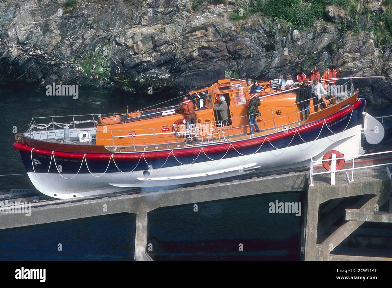RNLB JOSEPH SOAR, ST.DAVIDS LIFEBOAT BEING LAUNCHED AT ST.JUSTINIAN ...