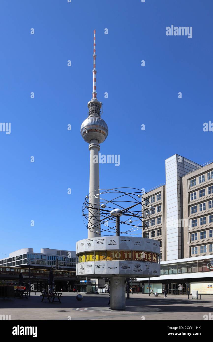 Berlin Alexander Square World Clock Stock Photo - Alamy