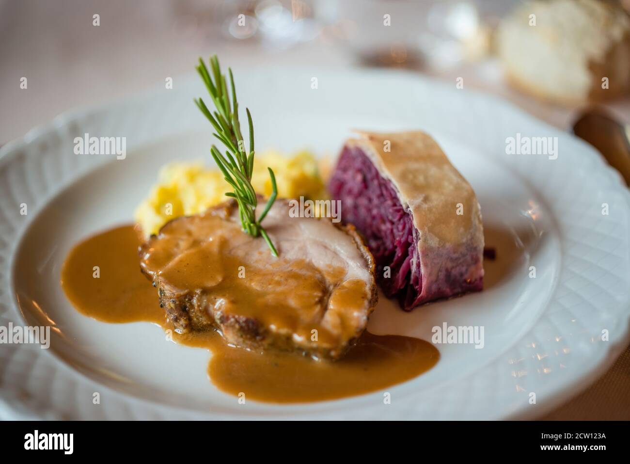 Italian beef tagliata dish with white rice and vegetables Stock Photo ...