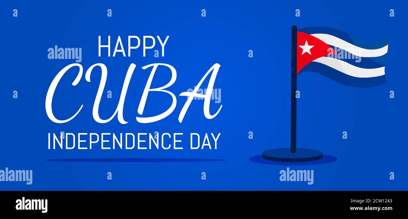 banner greeting cuba independence day with flag pole Stock Vector Image ...