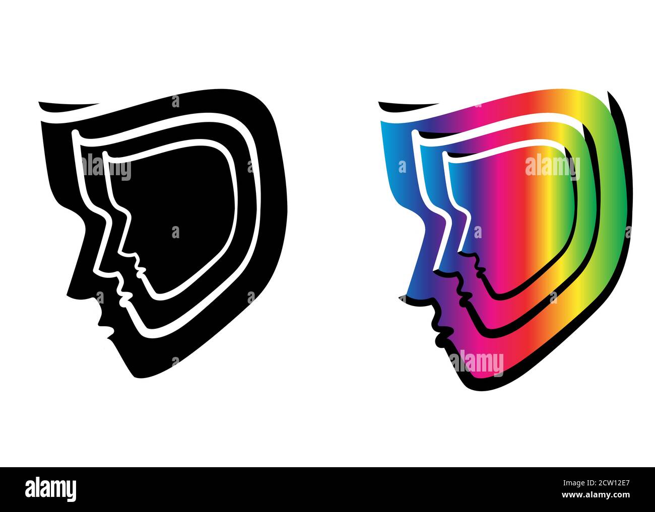 Abstract side face silhouette art for logo designing, website designing ...