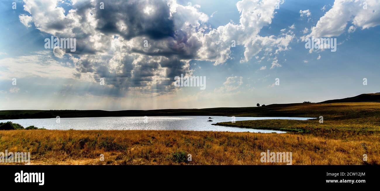 Lake of monks (lac des moines) in Aubrac region, Aveyron department ...