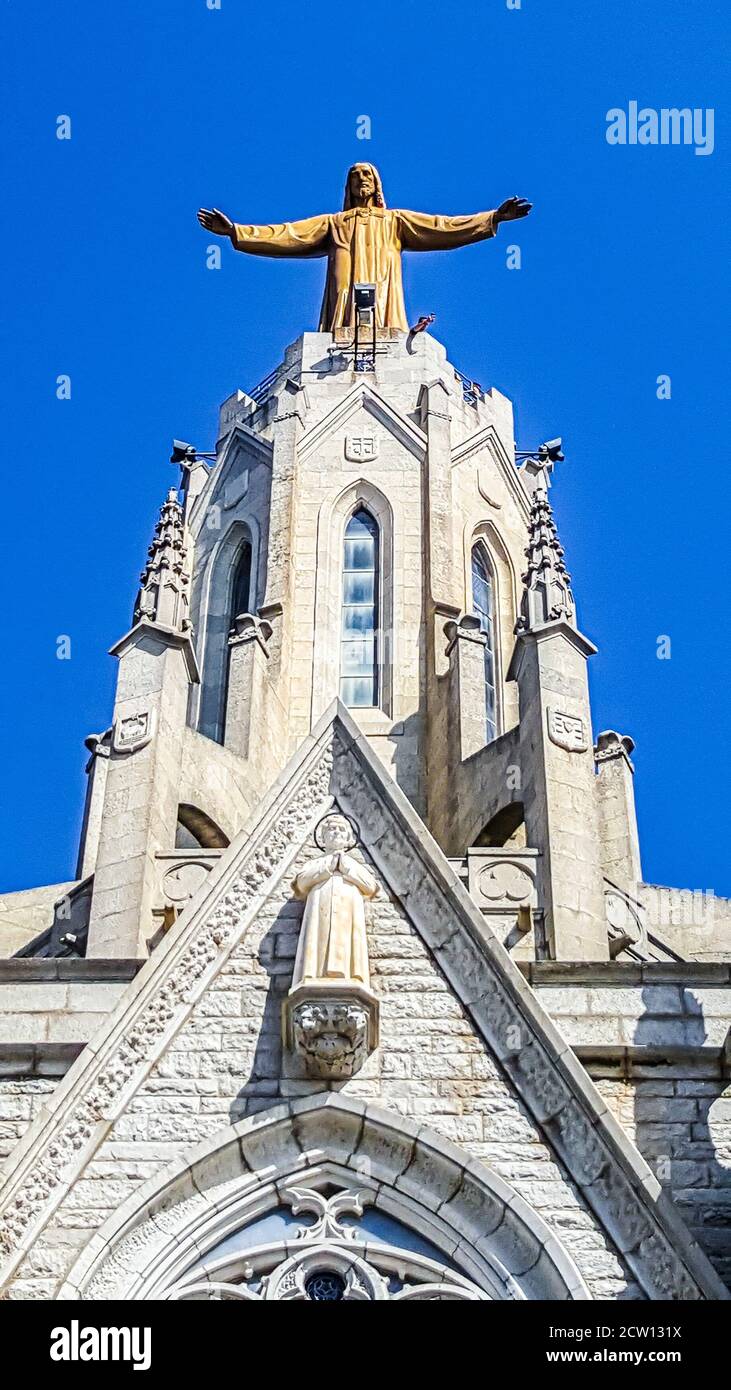 Sagrat Cor cathedral (Church Sacred Heart of Jesus) on Mount Tibidabo ...