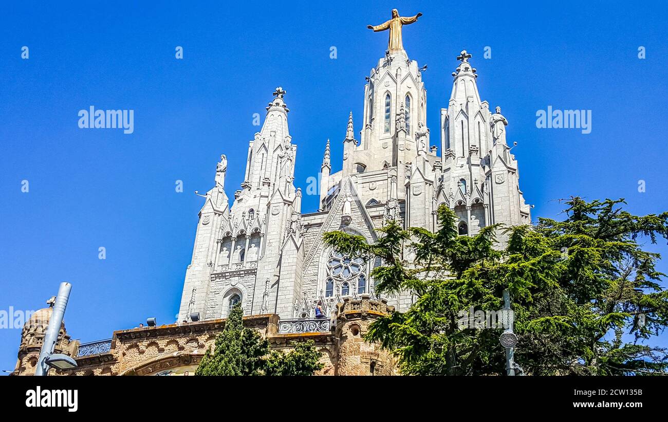 Sagrat Cor cathedral (Church Sacred Heart of Jesus) on Mount Tibidabo ...