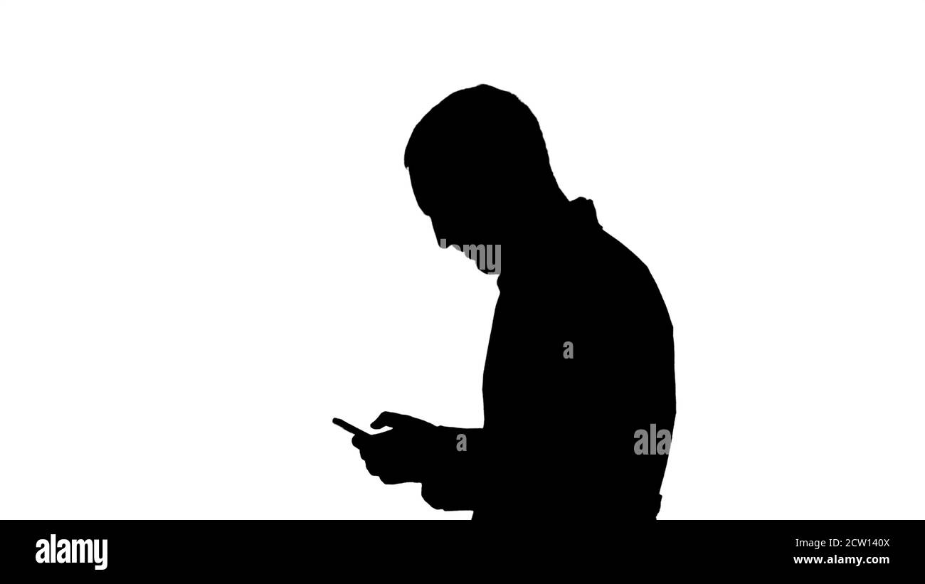 Silhouette of person using mobile phone Cut Out Stock Images & Pictures ...