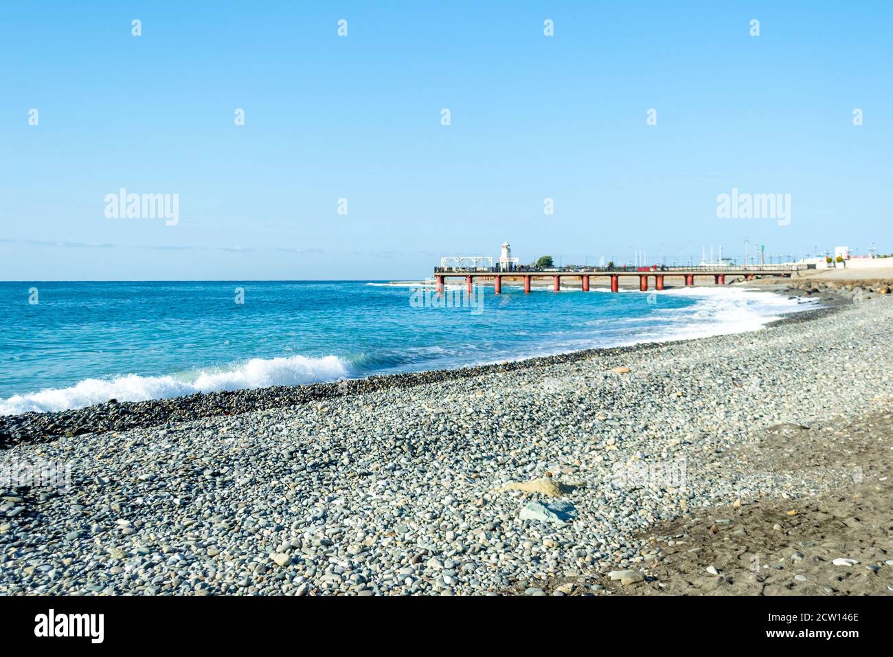 Black sea beach coast seascape of Sochi, Russia Stock Photo - Alamy