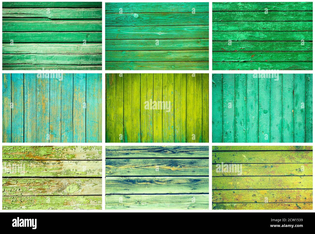 Set of different green painted wooden texture boards Stock Photo - Alamy
