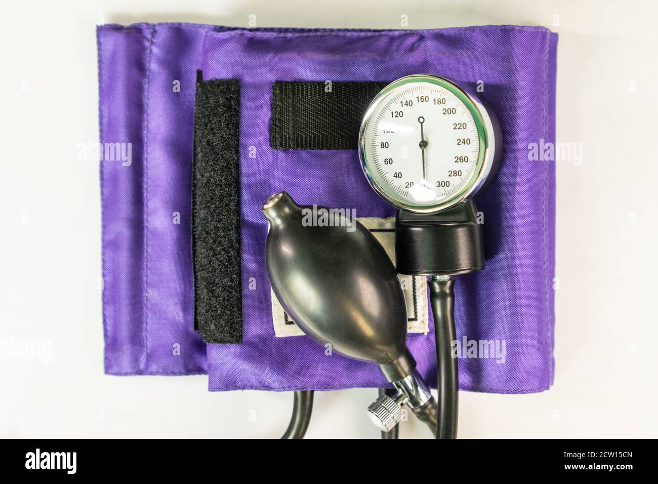 Purple color Sphygmomanometer on the table top view Stock Photo - Alamy