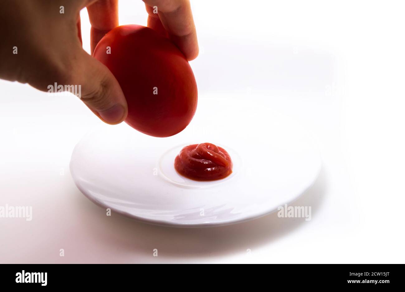 Ketchup serving on white background Stock Photo - Alamy