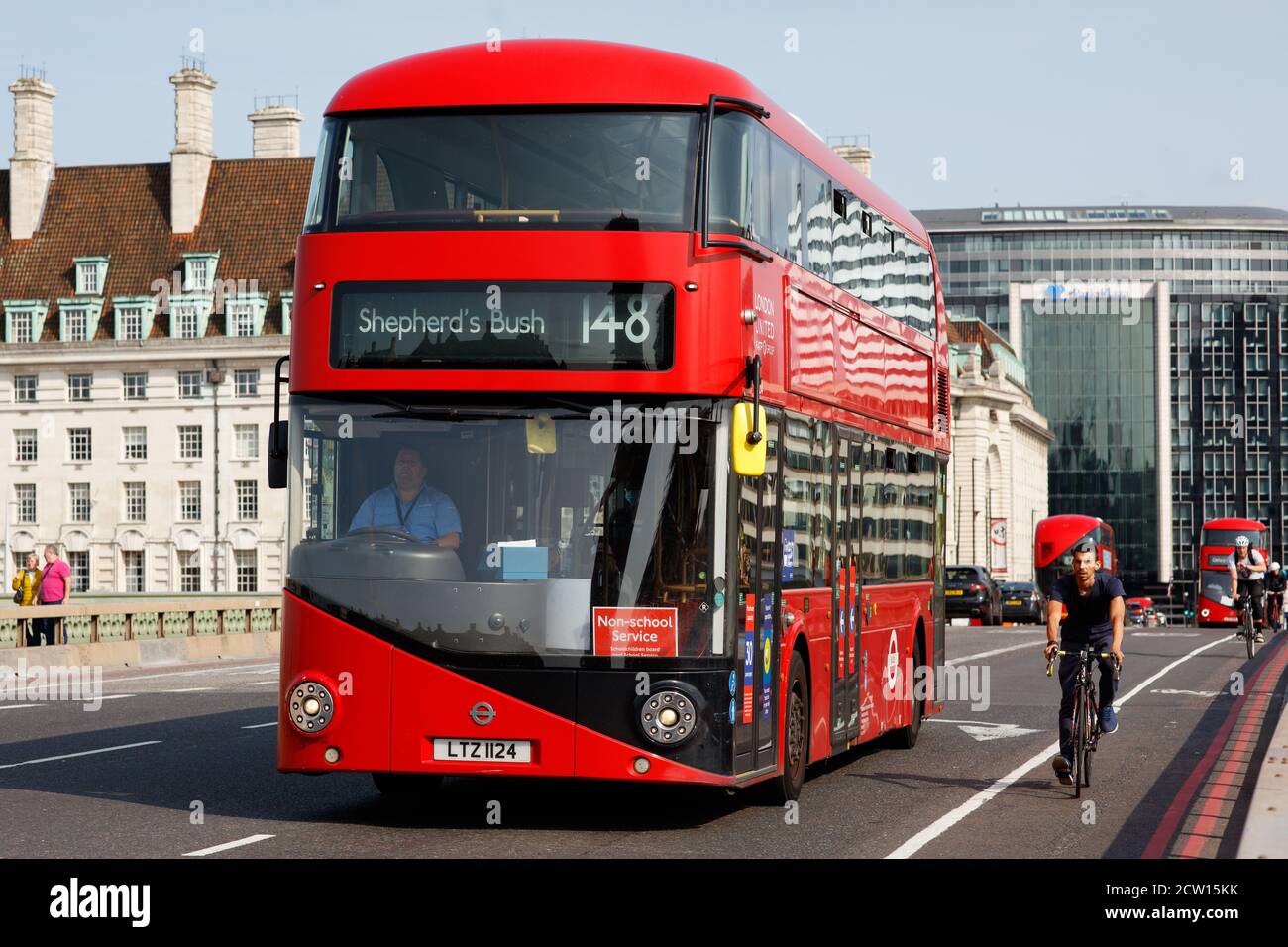 Red London bus on Westminster Bridge, London Stock Photo - Alamy
