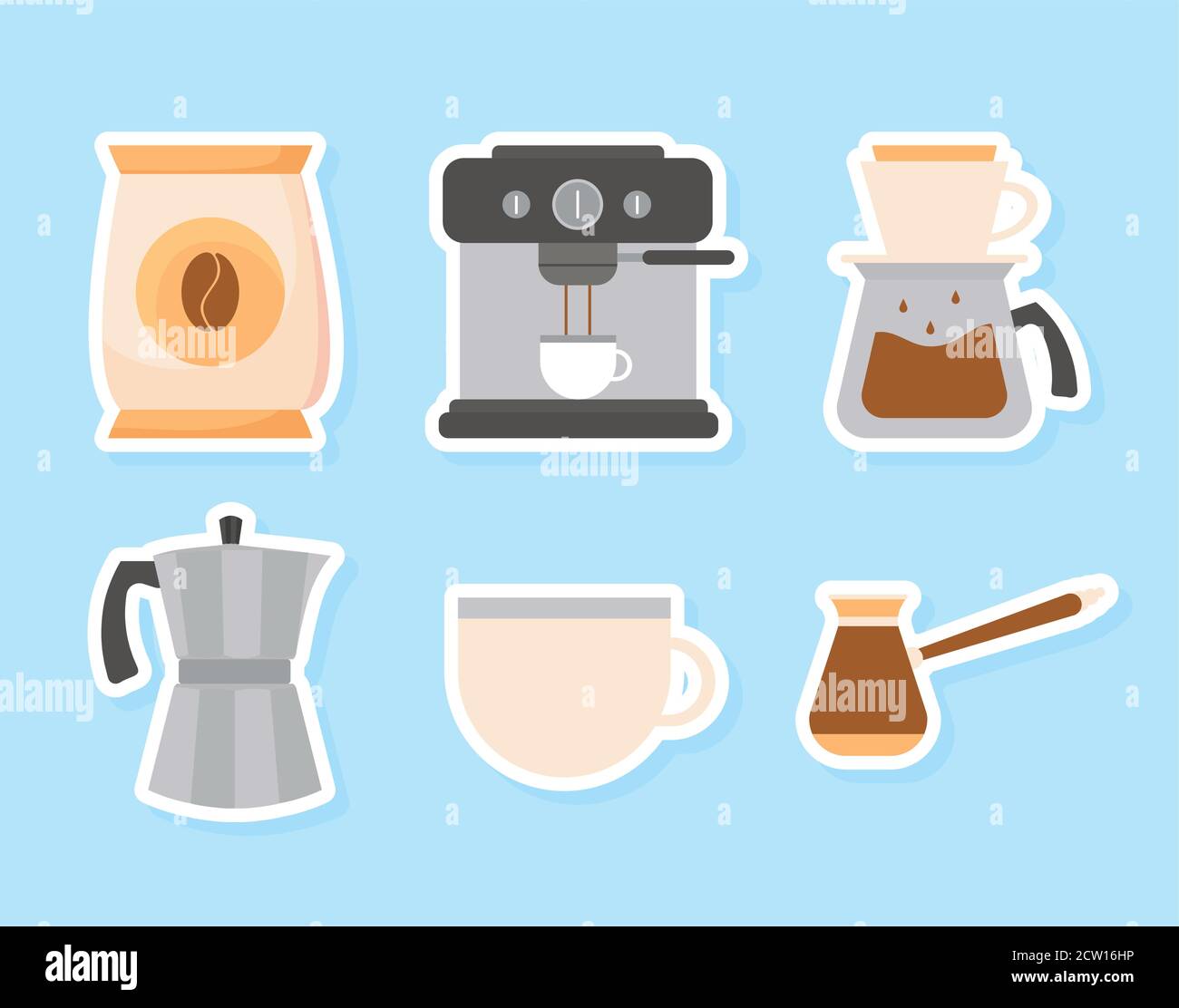 coffee methods set on blue background vector design Stock Vector Image ...