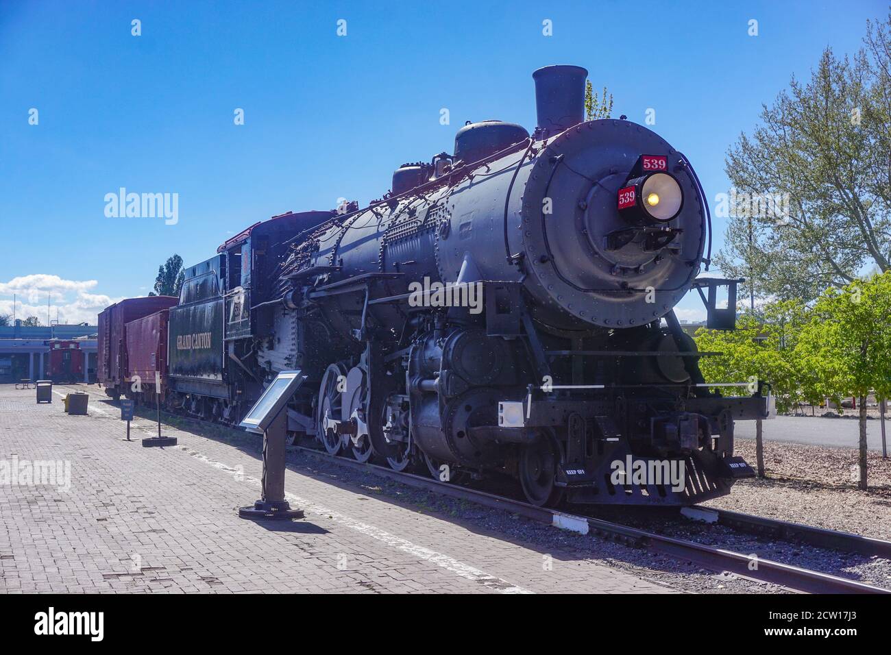 Williams, Arizona: A vintage locomotive of the Grand Canyon Railroad on ...