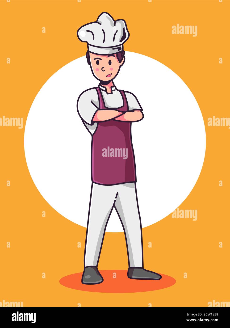 chef mascot crossing arm pose. cartoon vector illustration Stock Vector ...