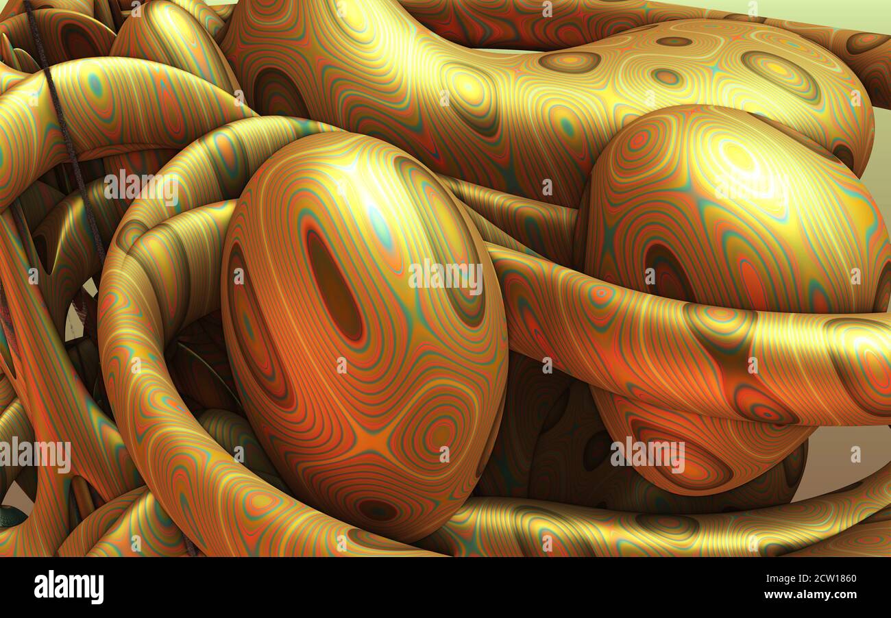Abstract background 3D, fantastic gold structures Stock Photo - Alamy