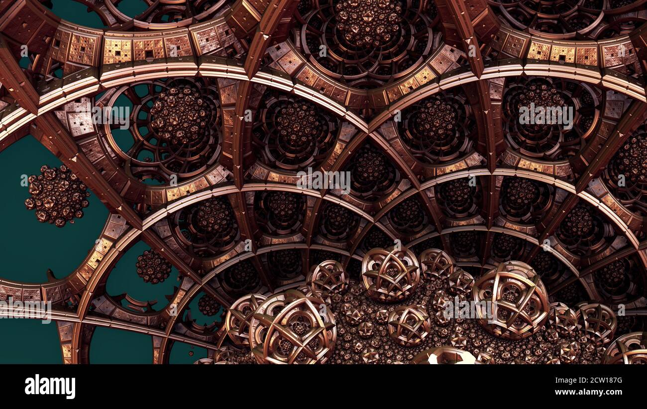 Abstract background 3D, fantastic ancient civilization architecture ...