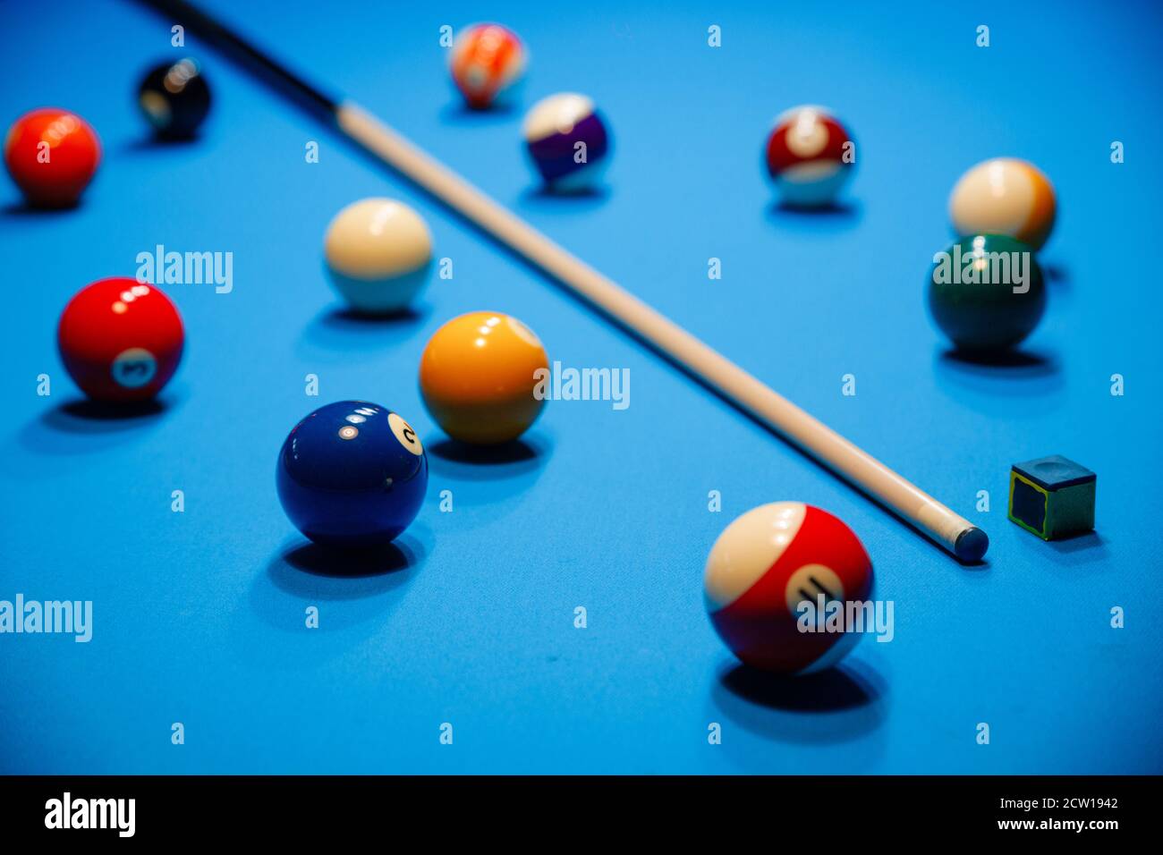 The game of American billiards. Multi-colored billiard balls on gaming ...