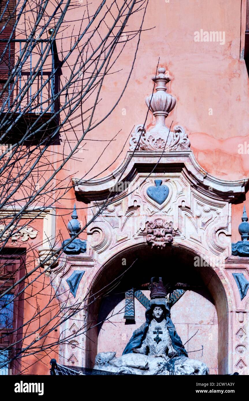 Granada Spain niche with Baroque pediment Stock Photo - Alamy