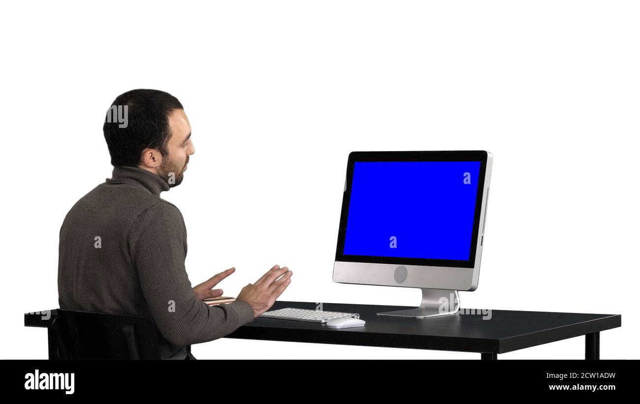 Call center employee talking sitting Cut Out Stock Images & Pictures ...