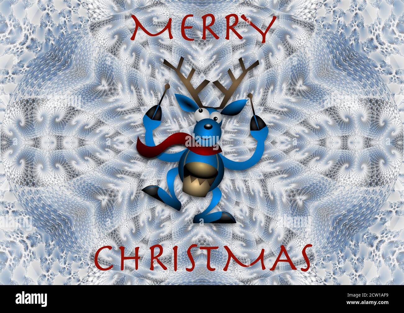 Christmas Greetings Design - a reindeer drummer drumming Stock Photo ...
