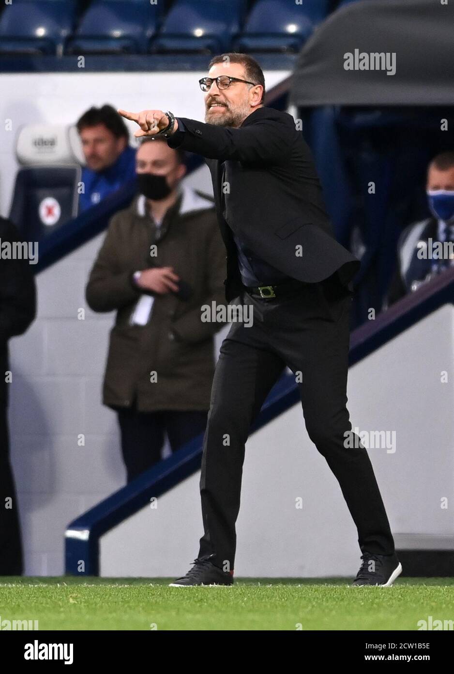 West Bromwich Albion manager Slaven Bilic gestures on the touchline ...