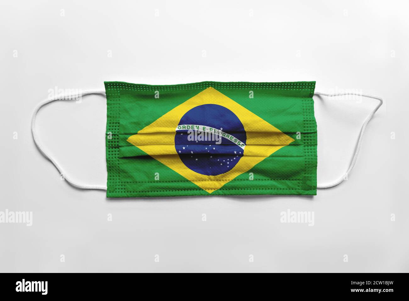 Face mask with Brazil flag printed, on white background, isolated Stock ...