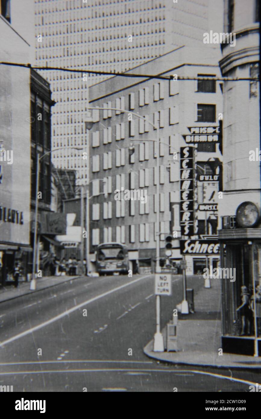 Fine 1970s vintage black and white photography of a regular urban city ...
