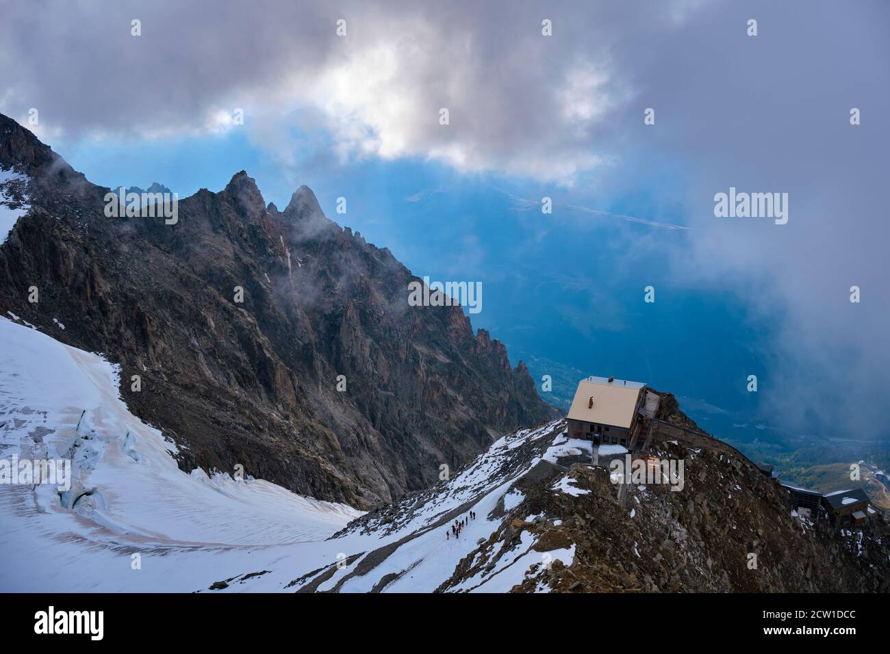 Mountain refuge in the Italian alps at Mont Blanc peak, Courmayeur ...