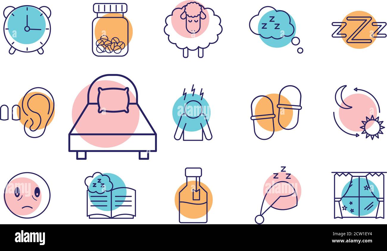 insomnia line style set of icons vector design Stock Vector Image & Art ...