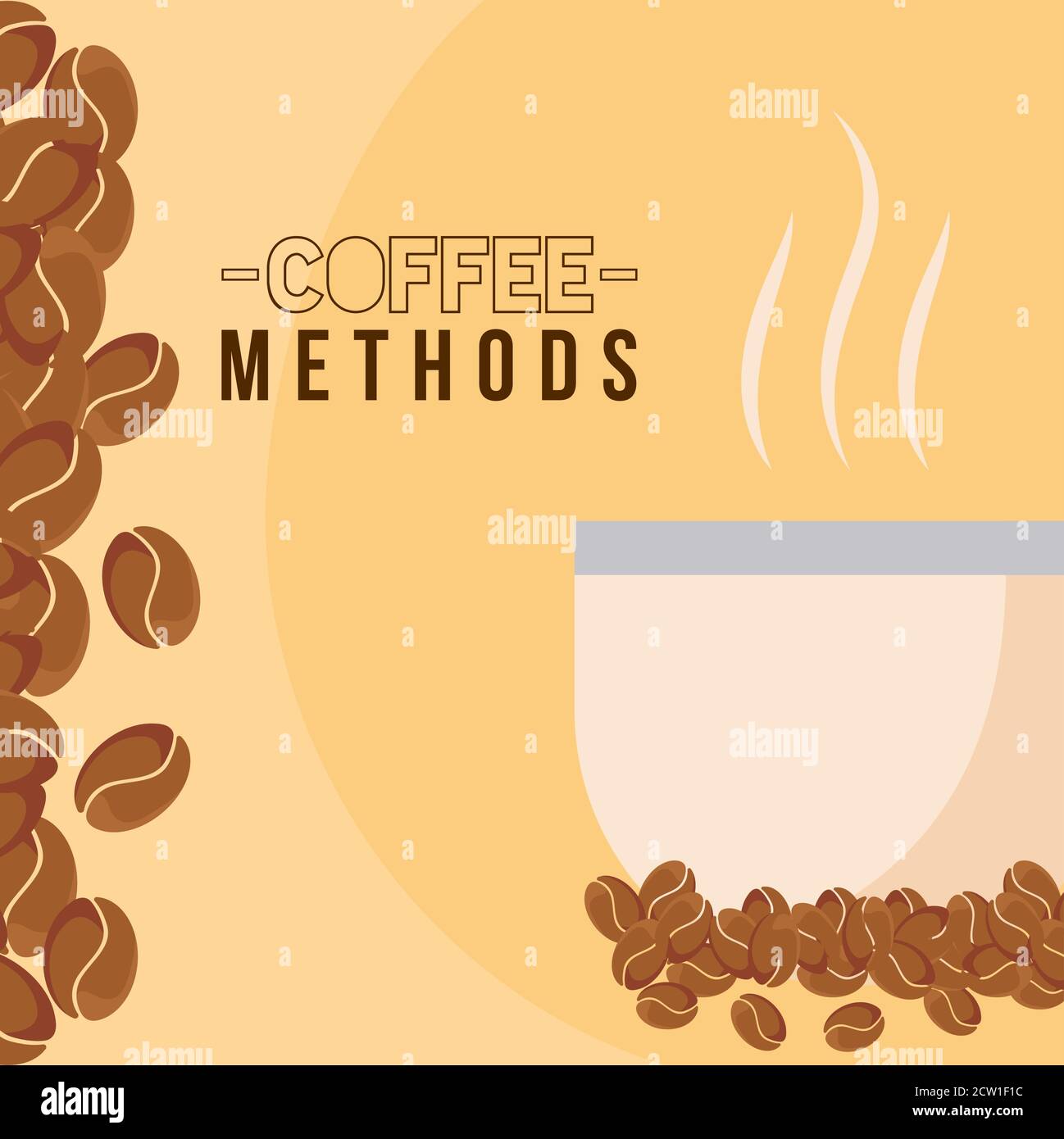coffee methods with cup and beans vector design Stock Vector Image ...