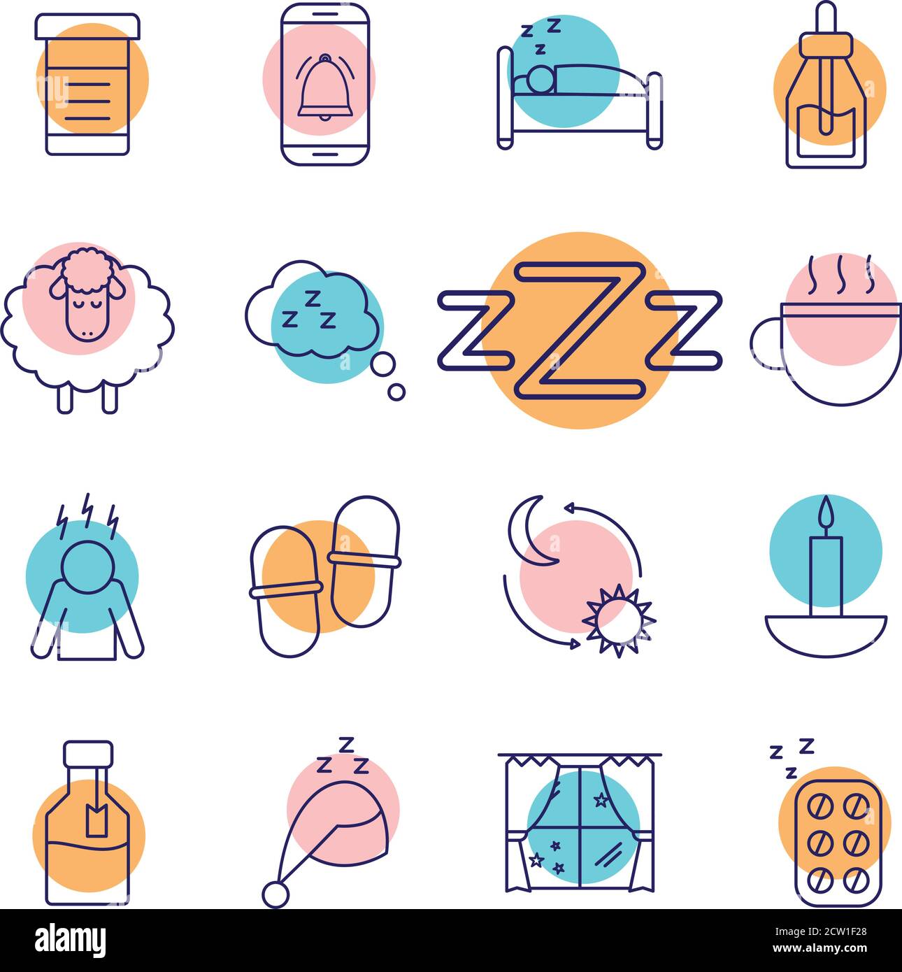 insomnia line style icons collection vector design Stock Vector Image ...