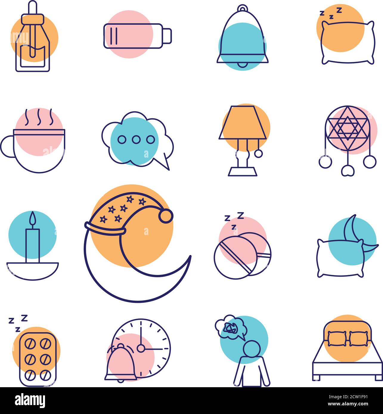 insomnia line style collection of icons vector design Stock Vector ...