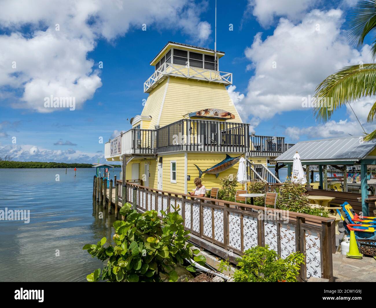 Stump Pass marina lighthouse at the Lighthouse Grill on Lemon Bay in ...