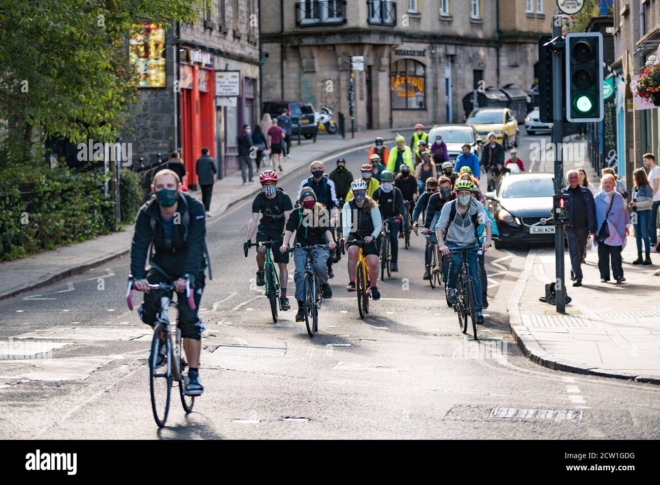 Edinburgh, Scotland. Sat 26 September 2020. Cyclists take part in the ...