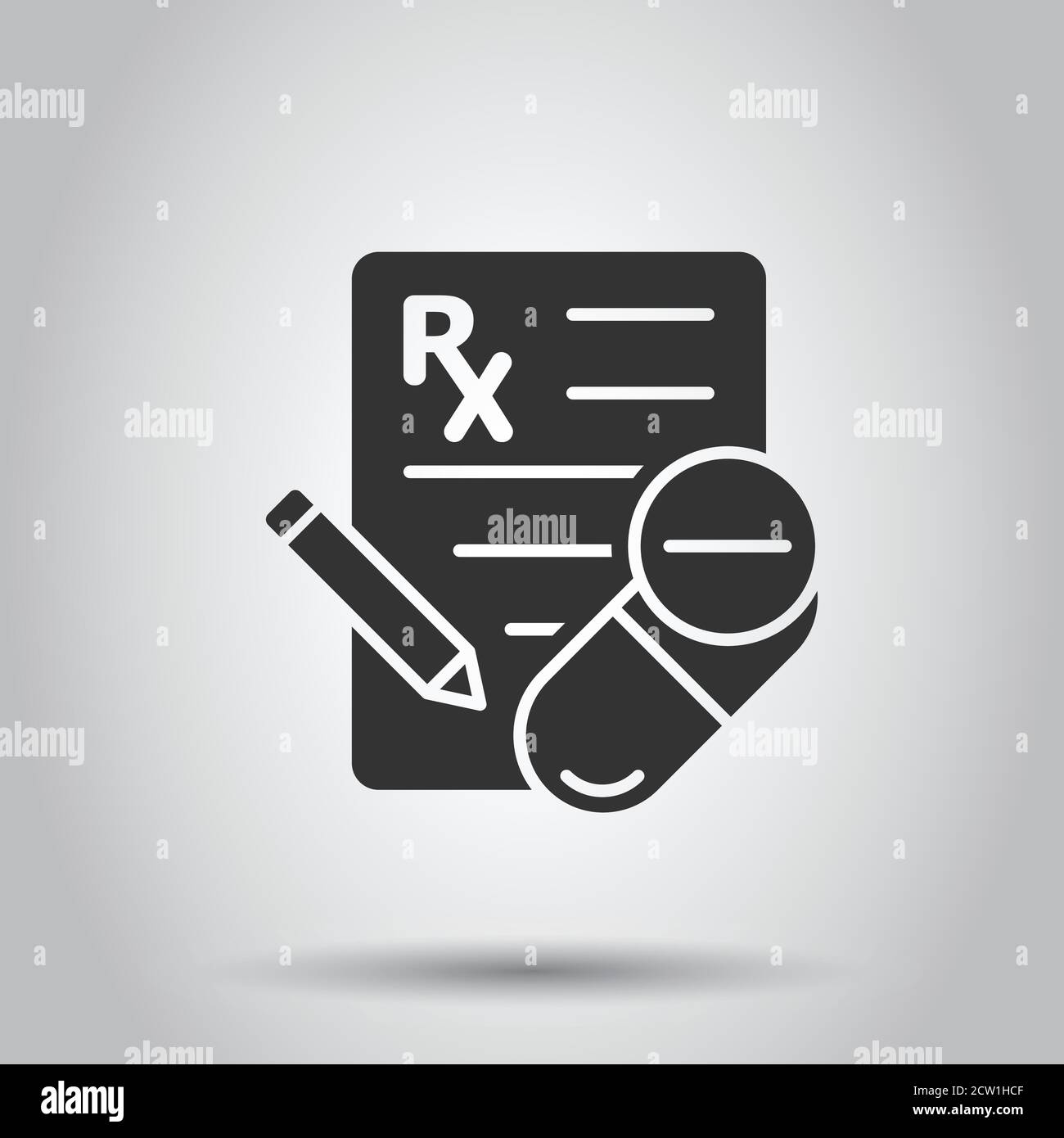 Prescription icon in flat style. Rx document vector illustration on ...