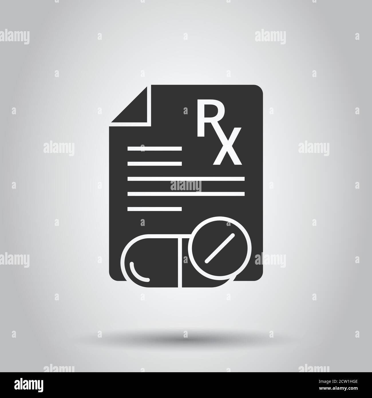 Prescription icon in flat style. Rx document vector illustration on ...