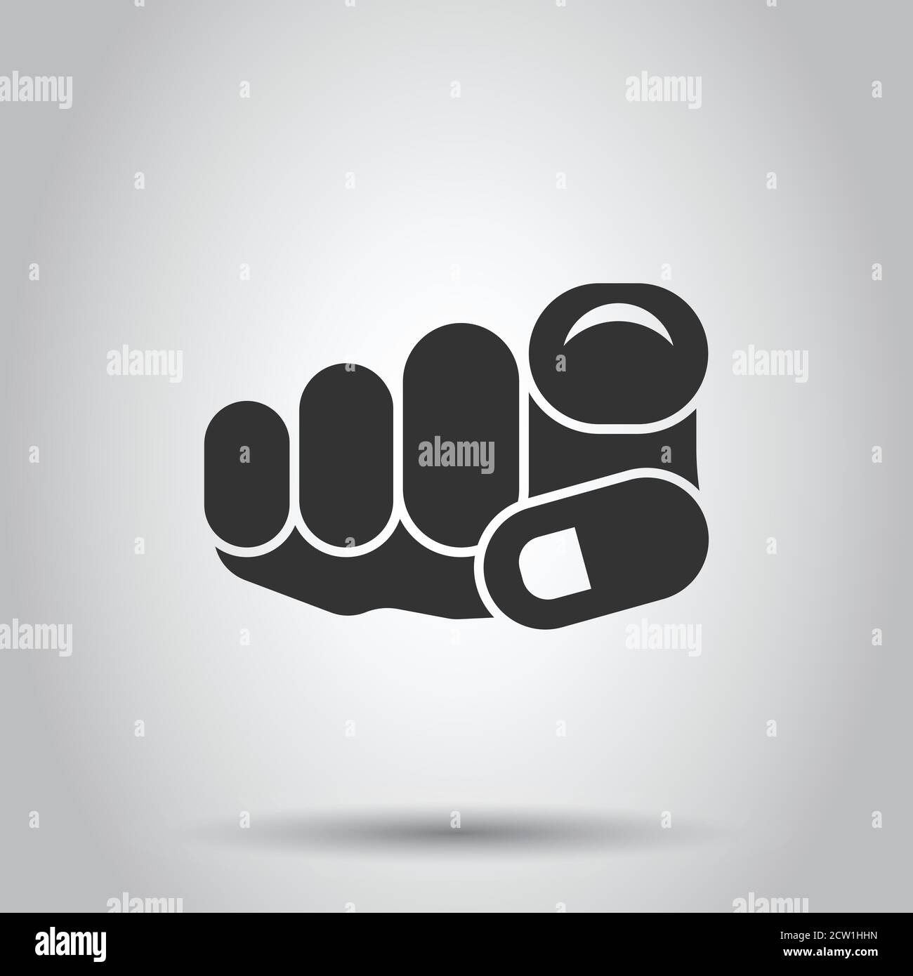 Finger point icon in flat style. Hand gesture vector illustration on ...
