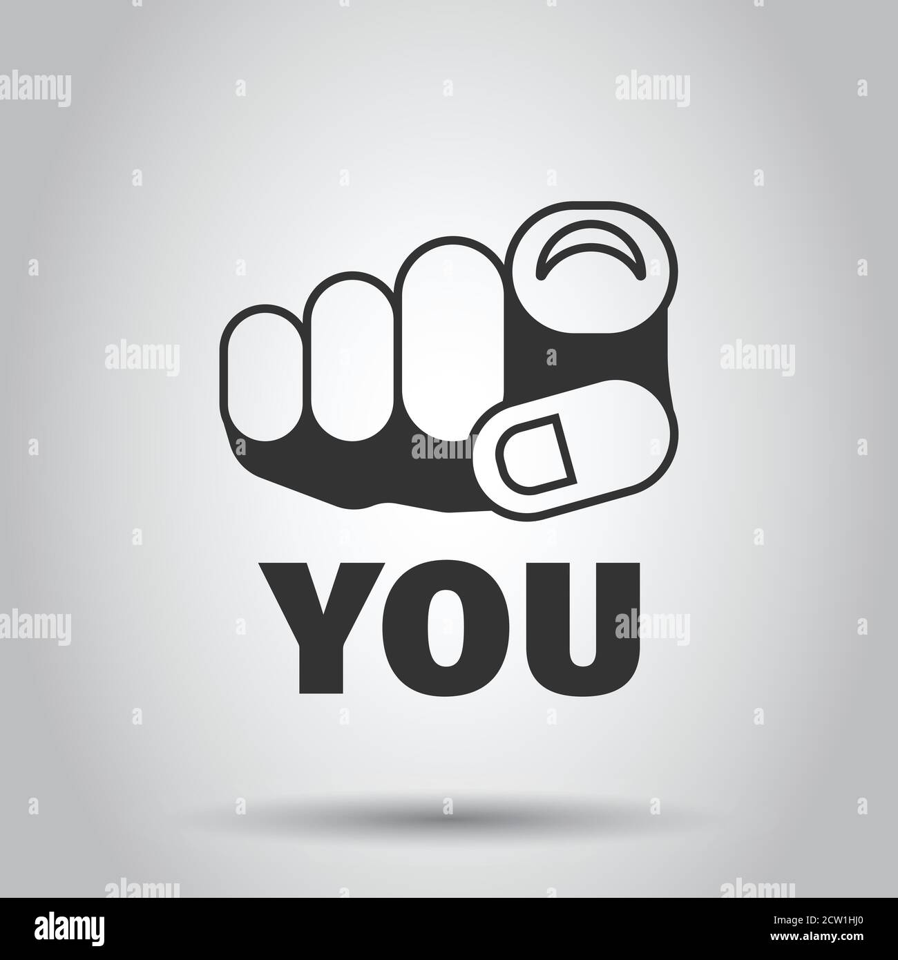 Finger point icon in flat style. Hand gesture vector illustration on ...