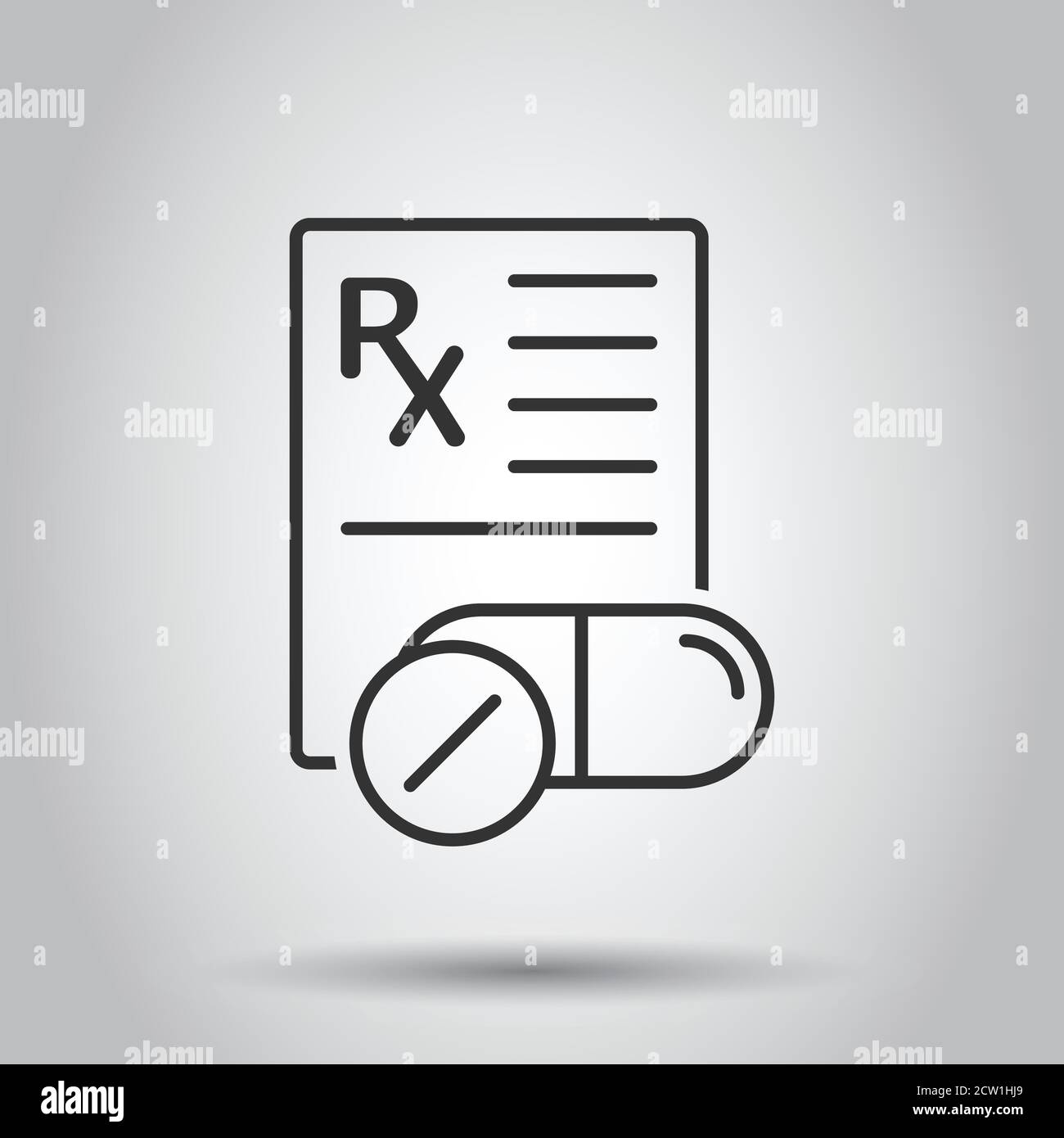 Prescription icon in flat style. Rx document vector illustration on ...