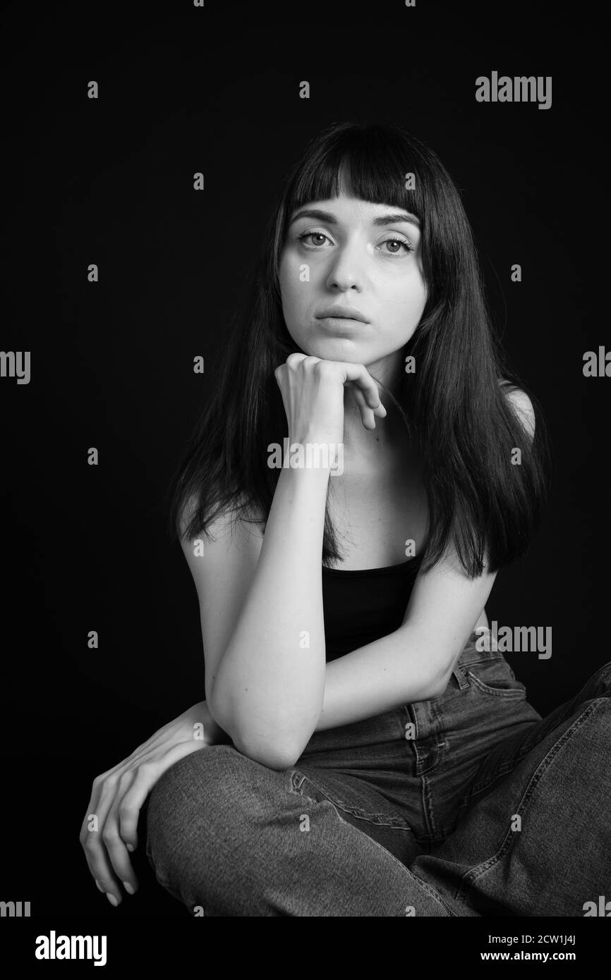 Girl model camera legs Black and White Stock Photos & Images - Alamy