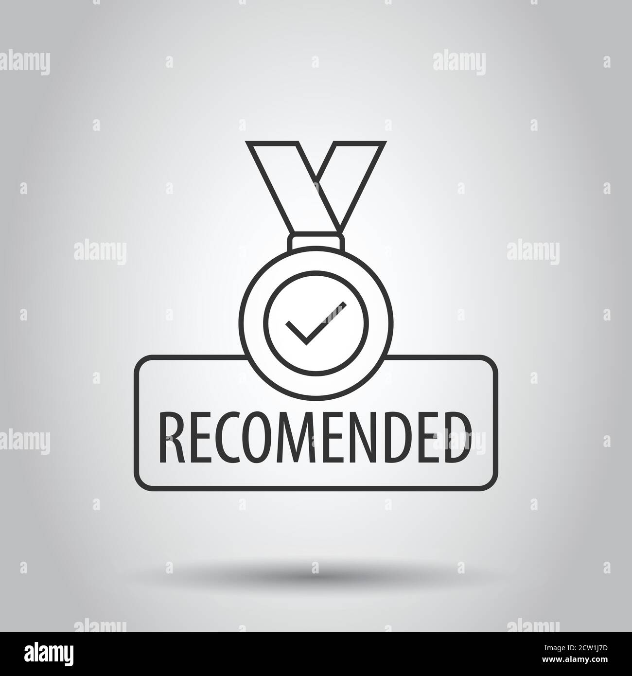 Recommend icon in flat style. Check mark medal vector illustration on ...