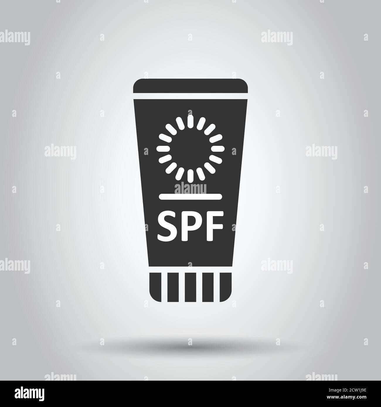 Sun protection icon in flat style. Sunblock cream vector illustration ...