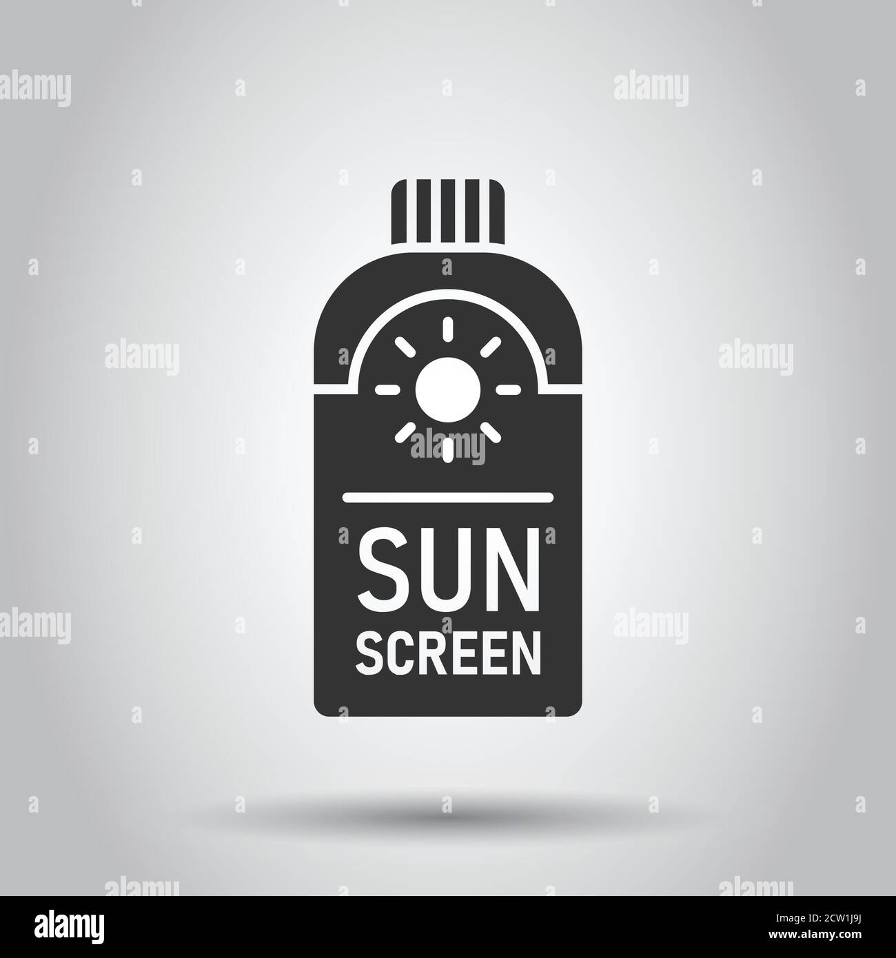 Sun protection icon in flat style. Sunblock cream vector illustration ...